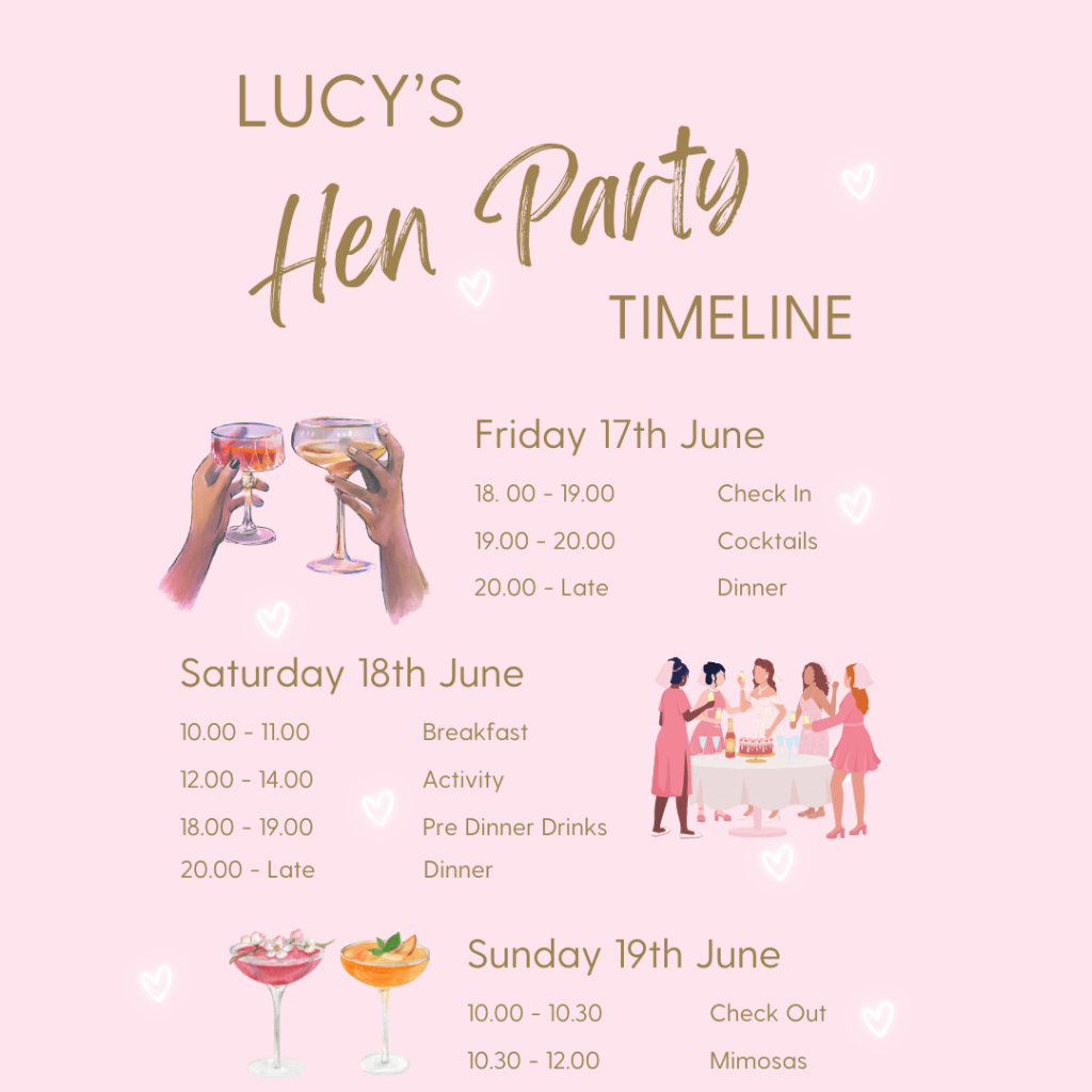 Hen Party Timeline Template - My Wedding Shop